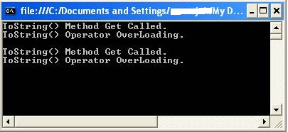 Tostring() Operator Overloading in C#